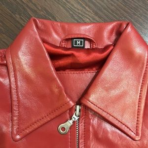 Jackets & Coats | Womens Genuine Real Leather Jacket Red Size Medium ...